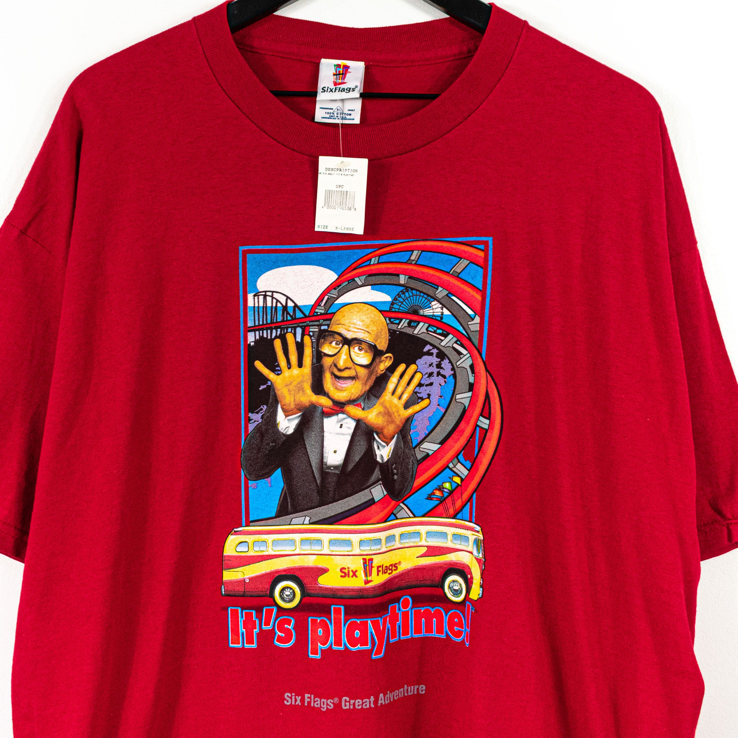 Vintage 2004 Six Flags Great Adventure Its Playtime Mr. Six T-Shirt ...
