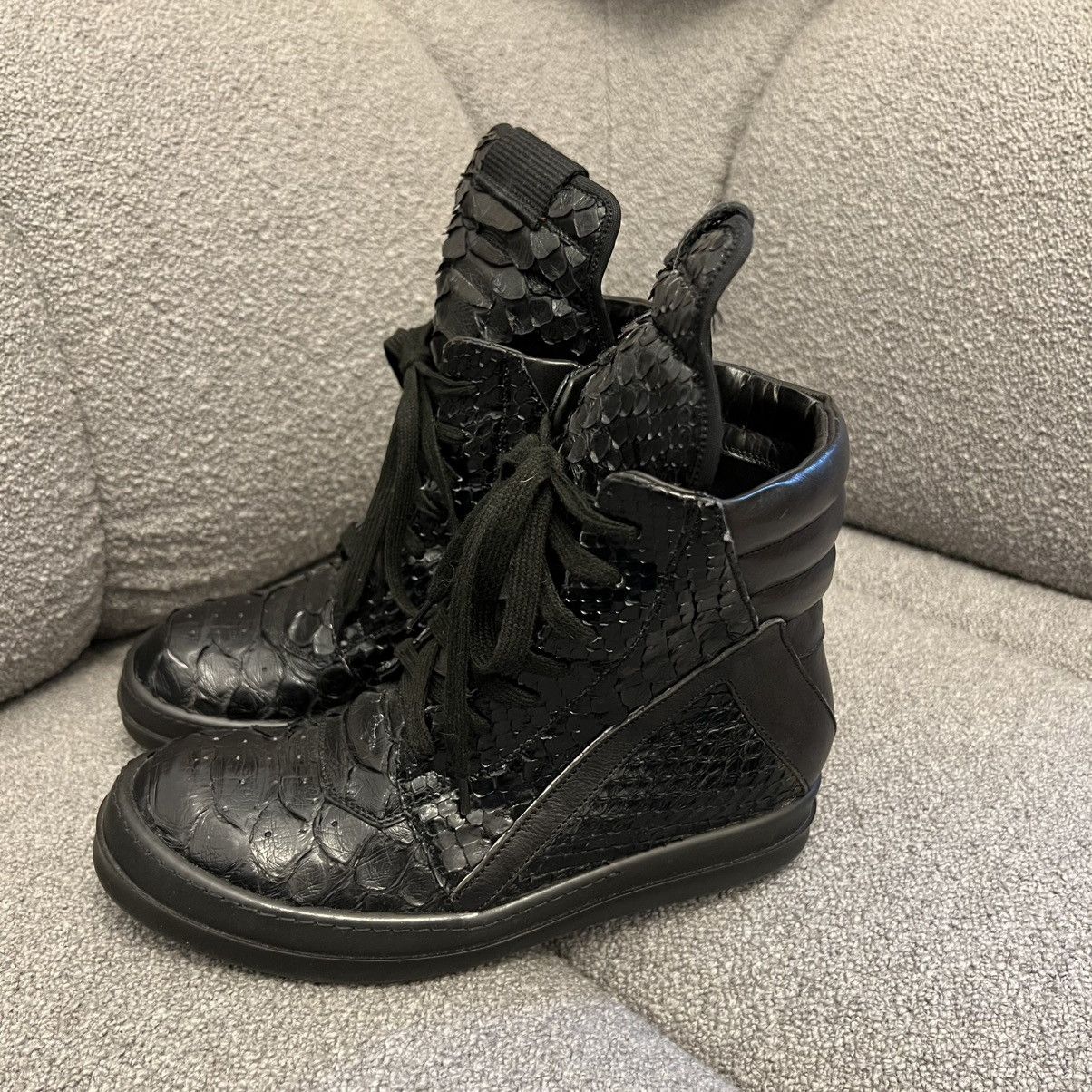 Rick Owens × Very Rare Rick Owens Snakeskin Geobasket Sneakers | Grailed