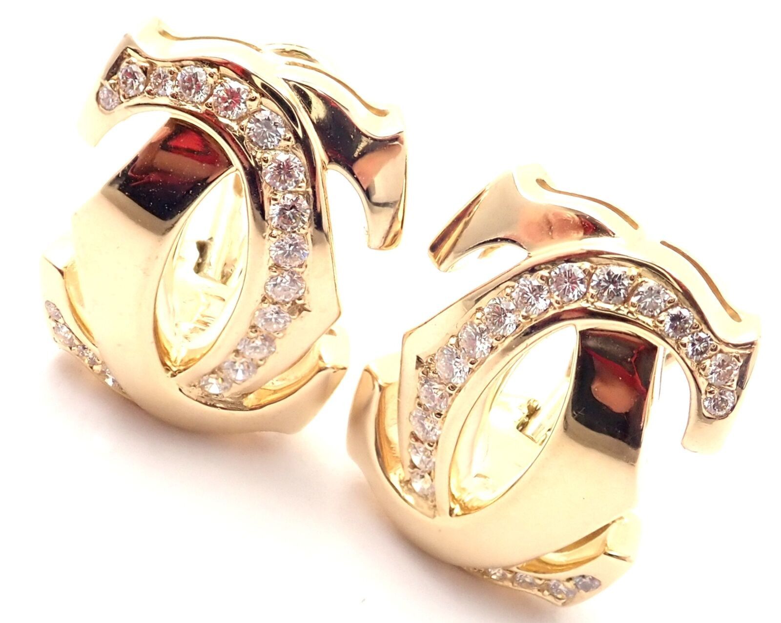 Cartier Penelope Double C 18k Yellow Gold Diamond Large Earrings | Grailed