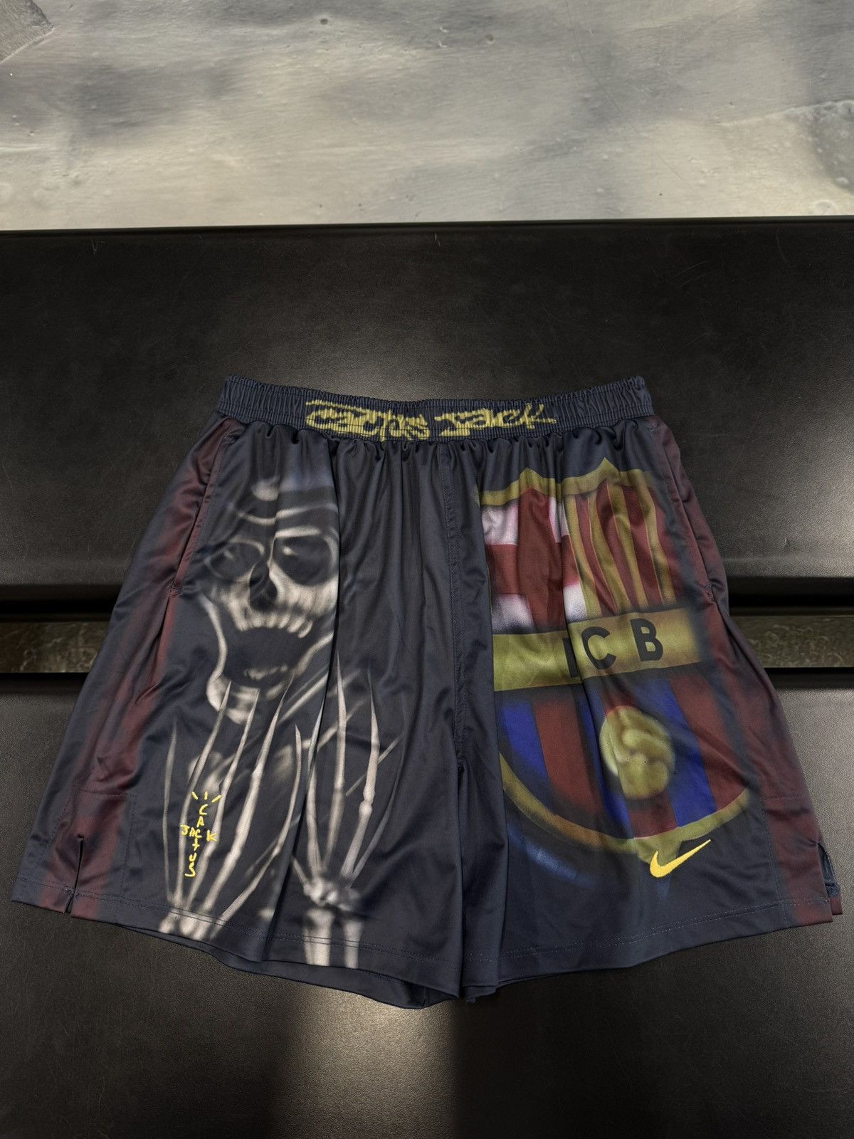 Travis Scott TRAVIS SCOTT X NIKE X FC BARCELONA SKELETON HOME SHORTS ...