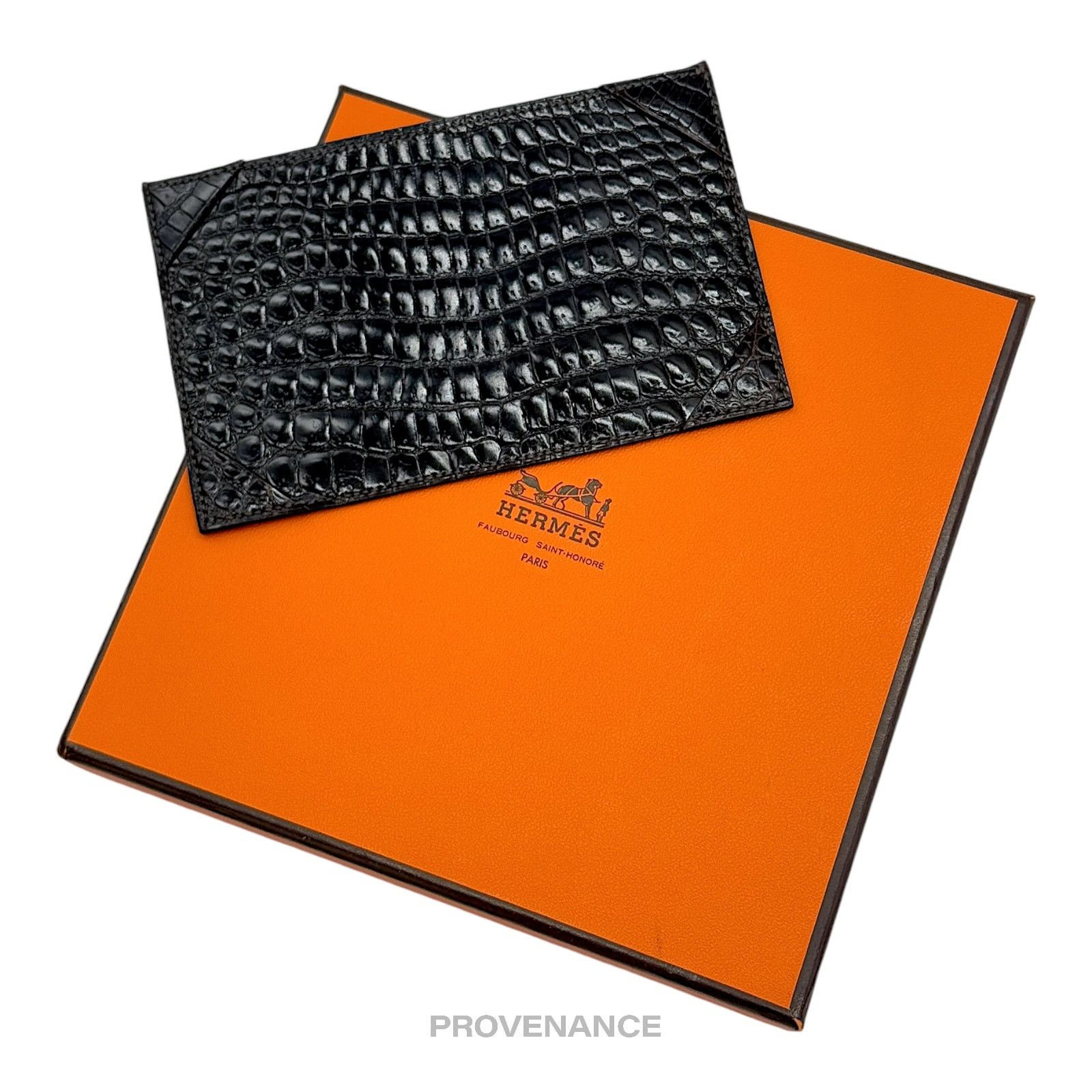 Hermes 🔴 Hermes Note Card Wallet - Chocolate Brown Crocodile | Grailed