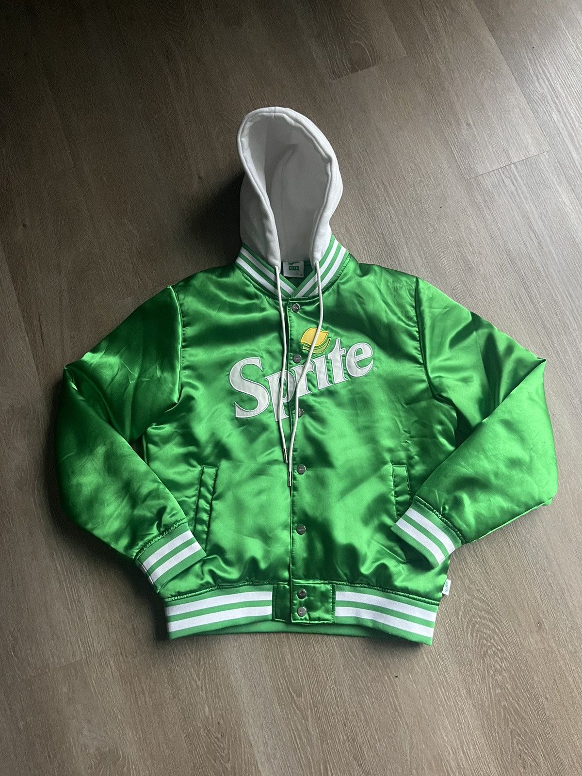Coca Cola × Kith × Streetwear Sprite Hooded Satin Varsity Jacket | Grailed