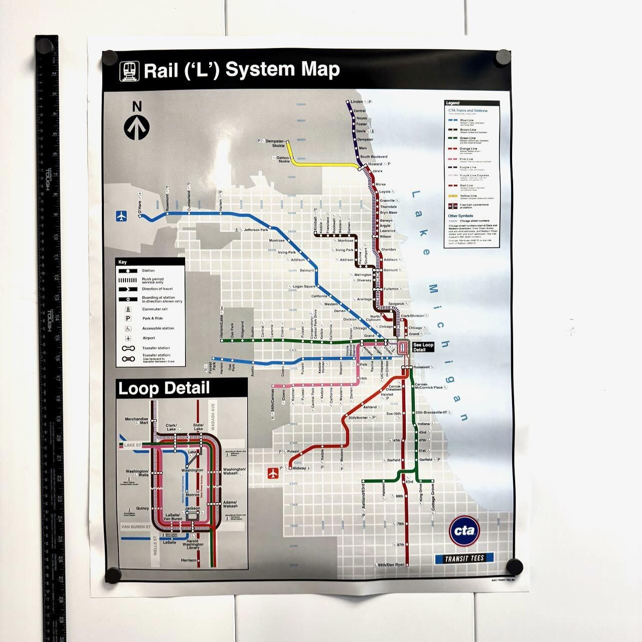 Designer Chicago Transit Authority L Rail Map HQ Poster 28" x 22" | Grailed