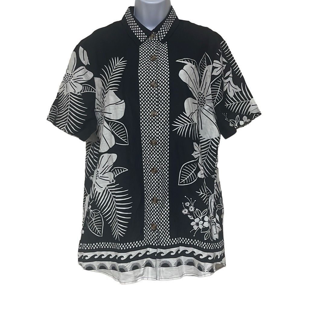 Farm Rio Farm Rio Womens Medium Linen Macaw Elegance Top Black White ...