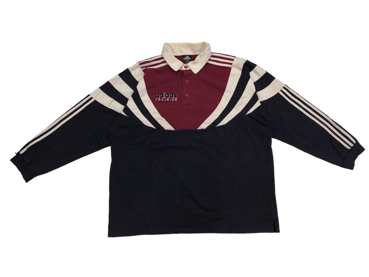Adidas DOPE 🔥 90s ADIDAS TRAINING RUGBY SHIRT TRICOLOUR RARE STRIPE ...