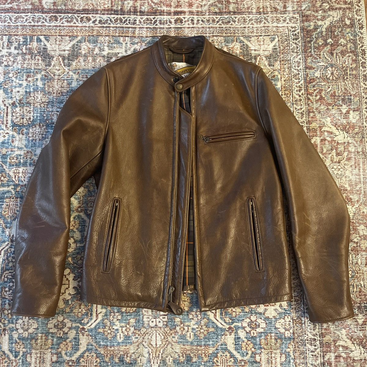 Schott Schott x Ball and Buck 530 Waxed Cowhide Cafe Leather Jacket ...