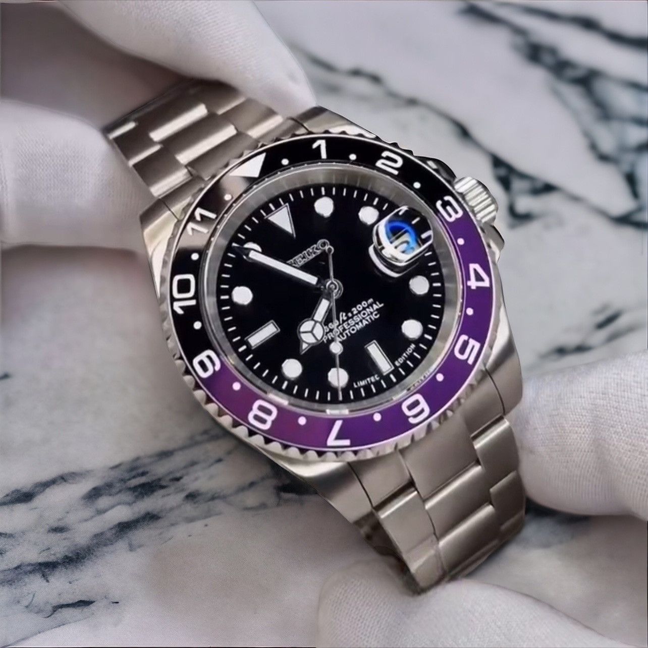 Japanese Brand × Seiko × Watch Seiko GMT-Master 2 Purple Joker Steel ...