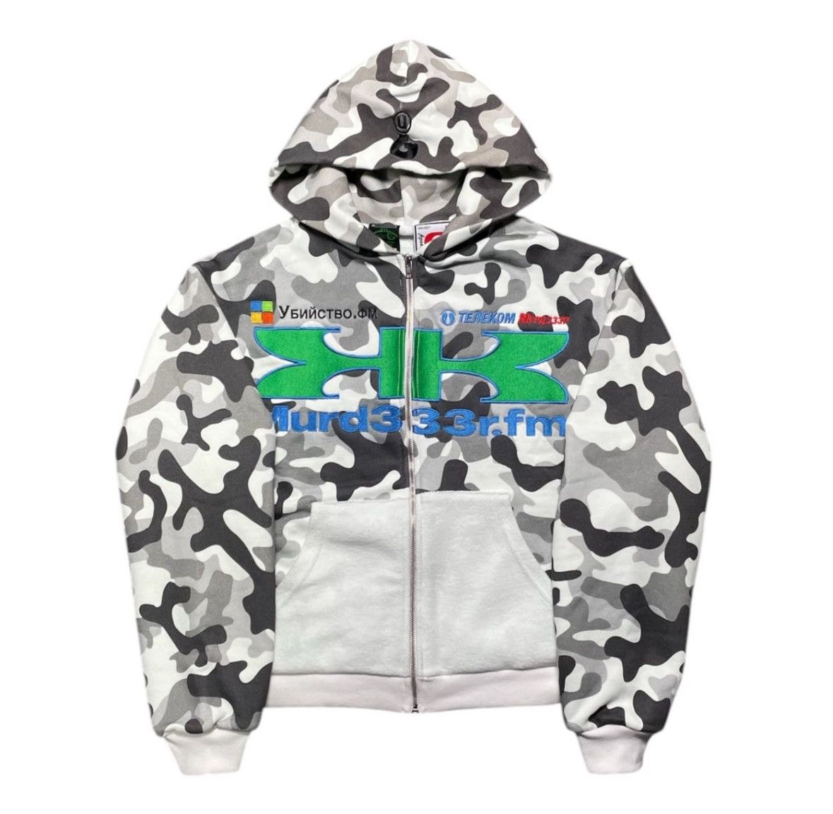 Complex × murd333r.fm Murd333r.fm X Greedy Unit white camo zip up | Grailed