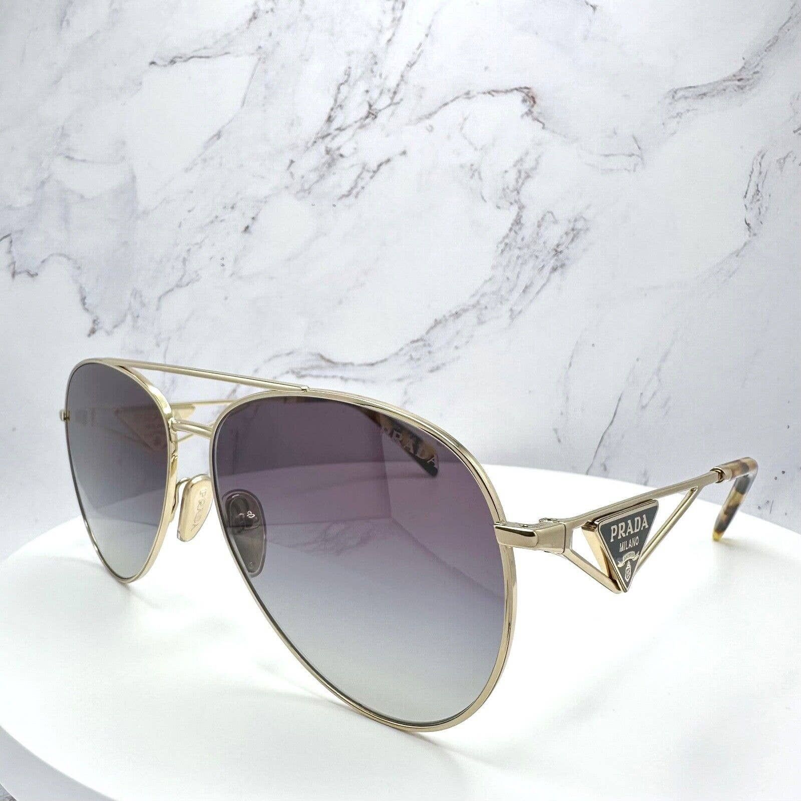 Prada Prada Sunglasses Aviator Pilot Gold Black Triangle Plaque | Grailed