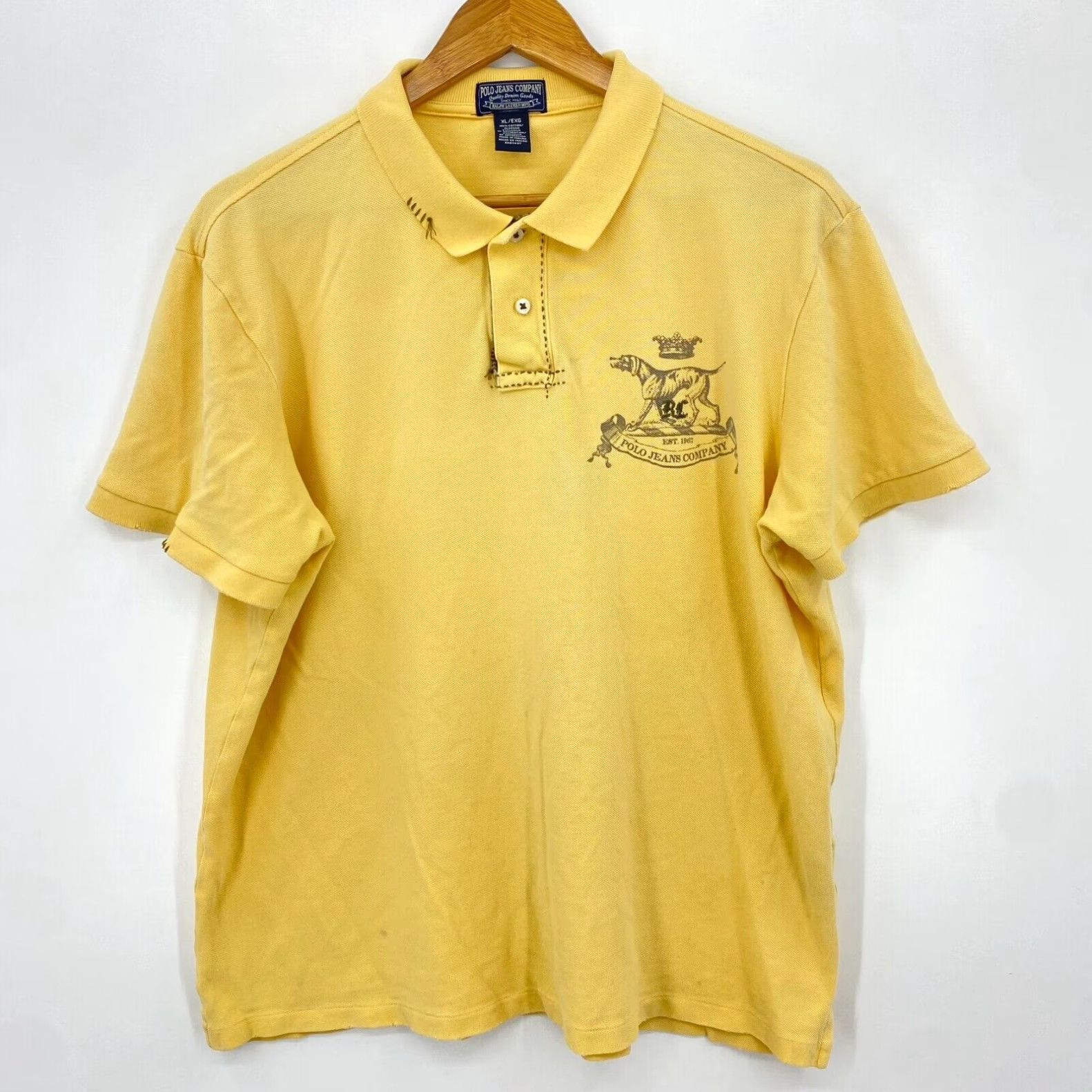 Vintage Ralph Lauren Mens Polo Shirt XL Extra Large Yellow Vintage RL ...