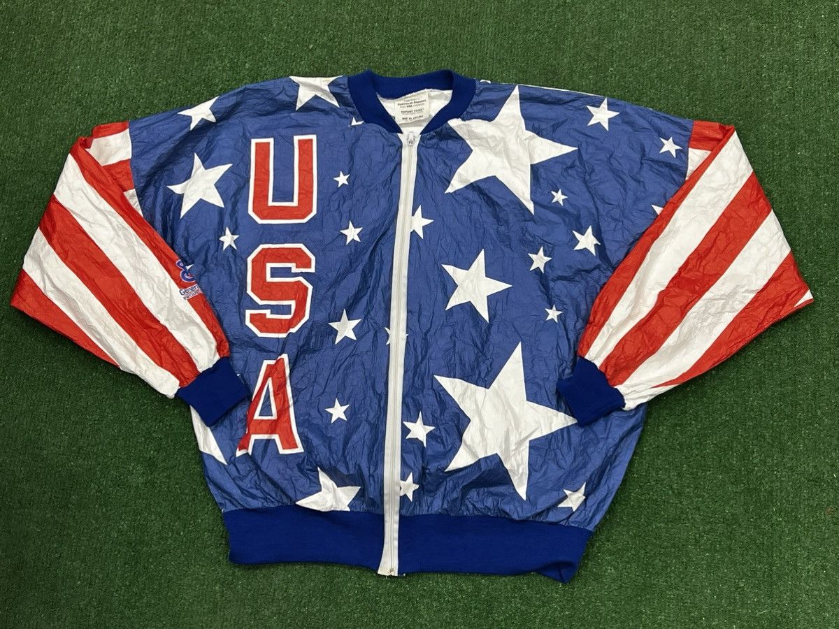 Vintage 80s USA Olympics American Flag Tyvek Jacket | Grailed