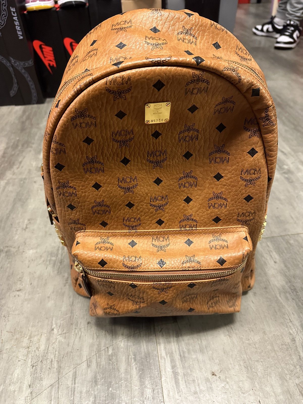 MCM Mcm monogram backpack tan pre owned | Grailed
