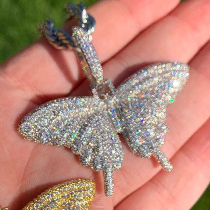 Cuban Link Chain Butterfly Pendant | Butterfly Necklace | Iced ...