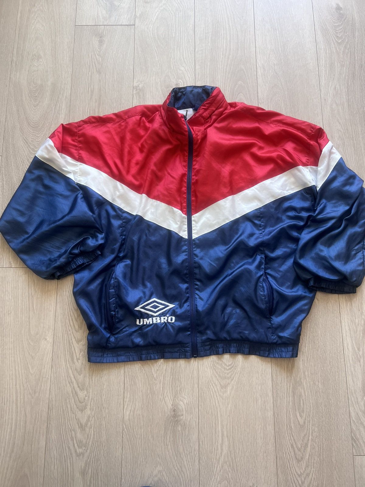 Vintage Vintage 90s Umbro Windbreaker Light Track Jacket Big Logo | Grailed