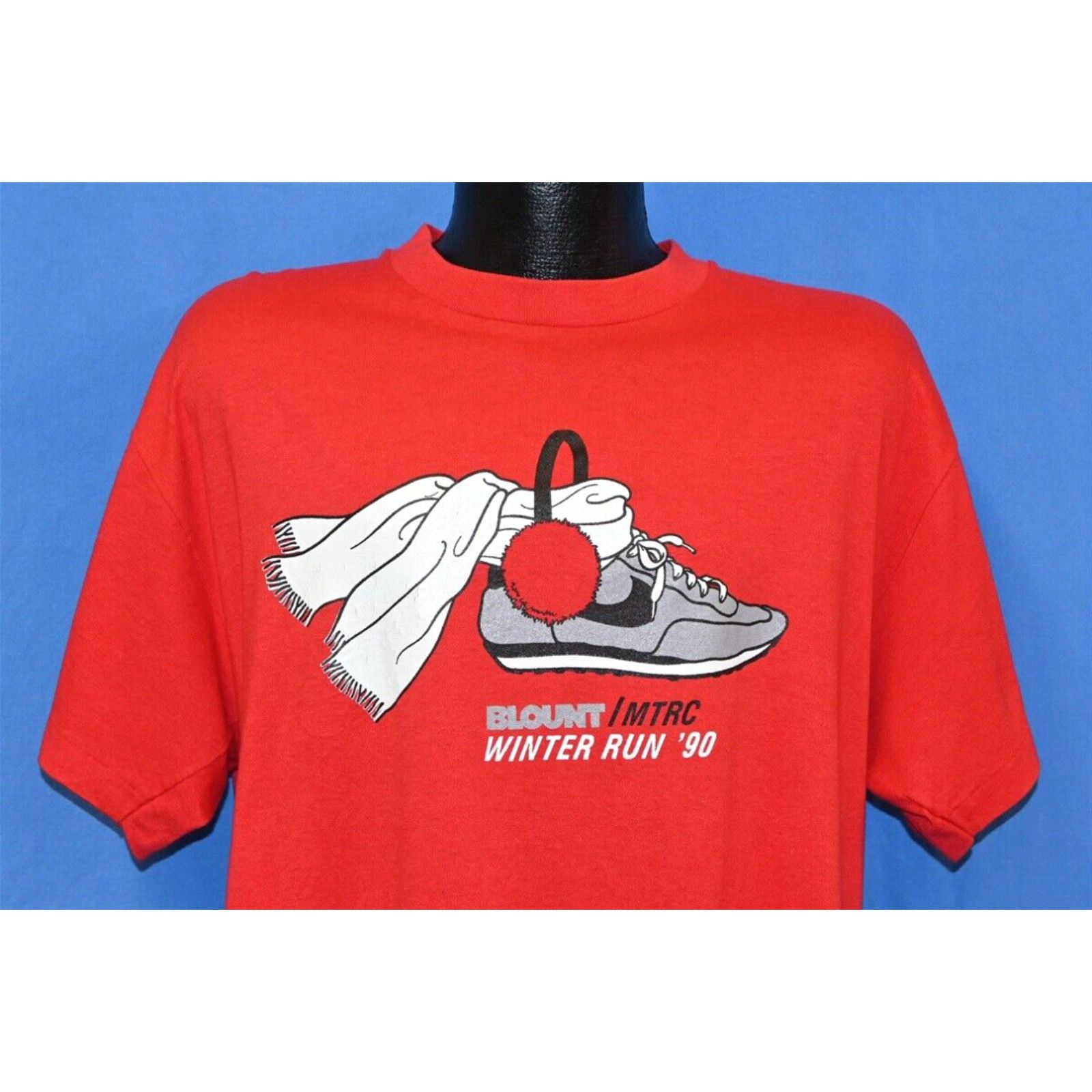 TEE JAYS vintage 90s BLOUNT MTRC WINTER RUN 1990 NIKE SNEAKER SCARF EAR ...