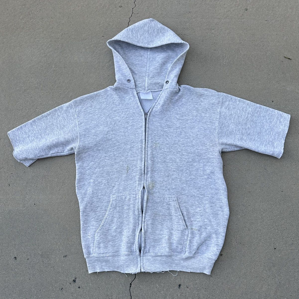 Blank × Unsound Rags × Vintage 70s Stained & Distressed Grey Zip Up ...
