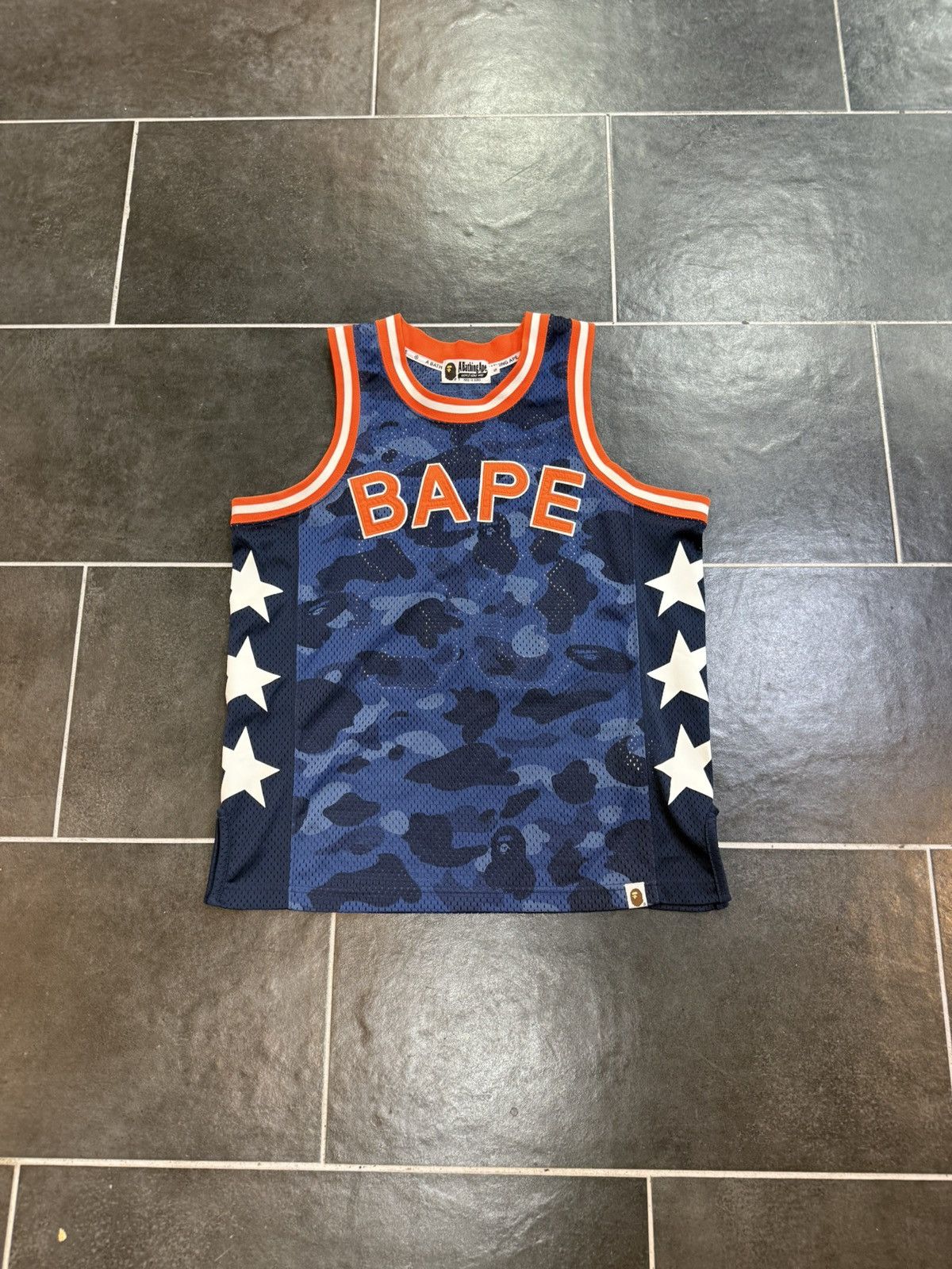 Bape Bape Basketball Blue and orange Camo | Grailed