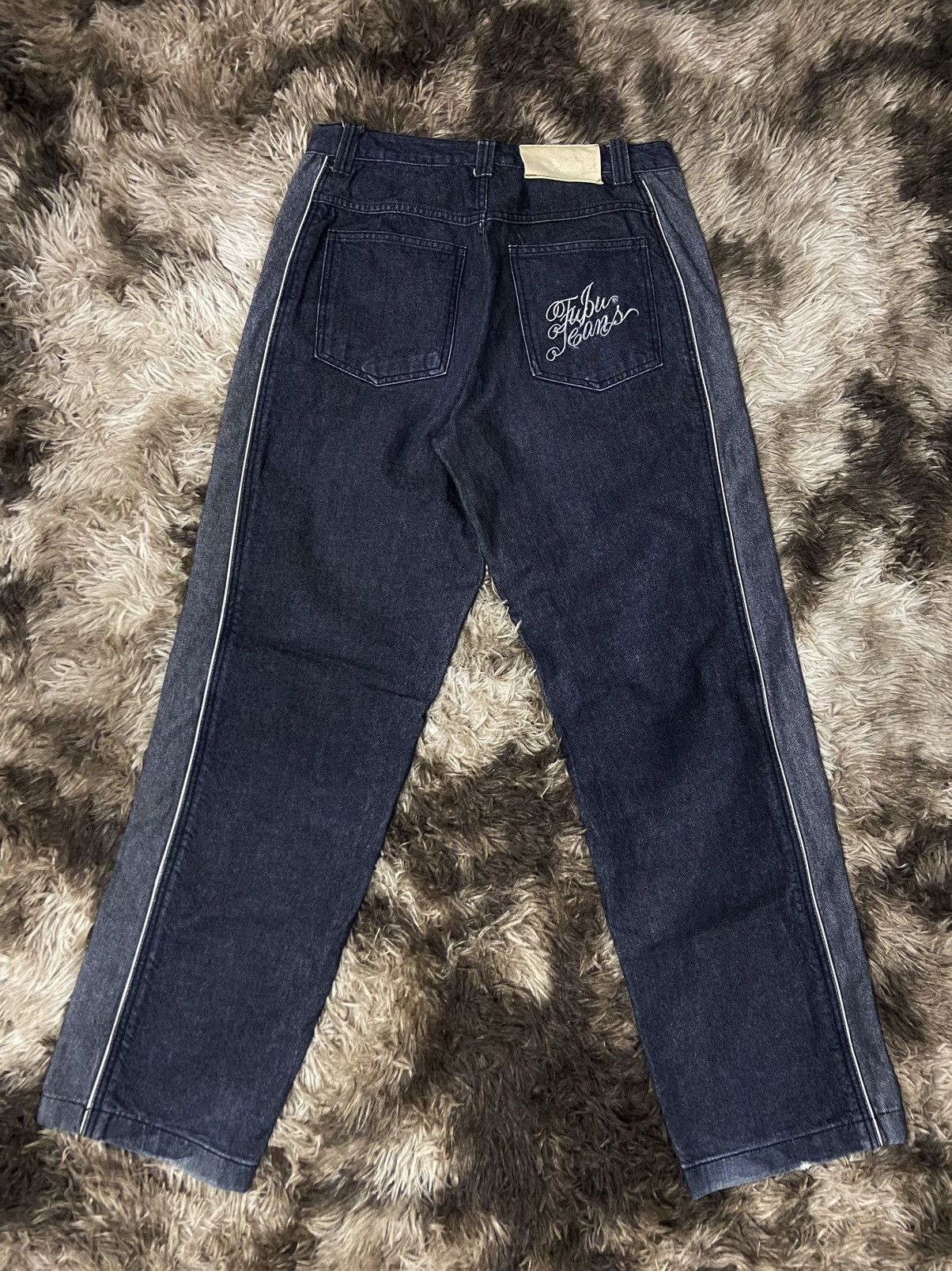 Fubu × Streetwear × Vintage VTG Y2K FUBU SHINY BLUE SIDE STRIPE BAGGY ...