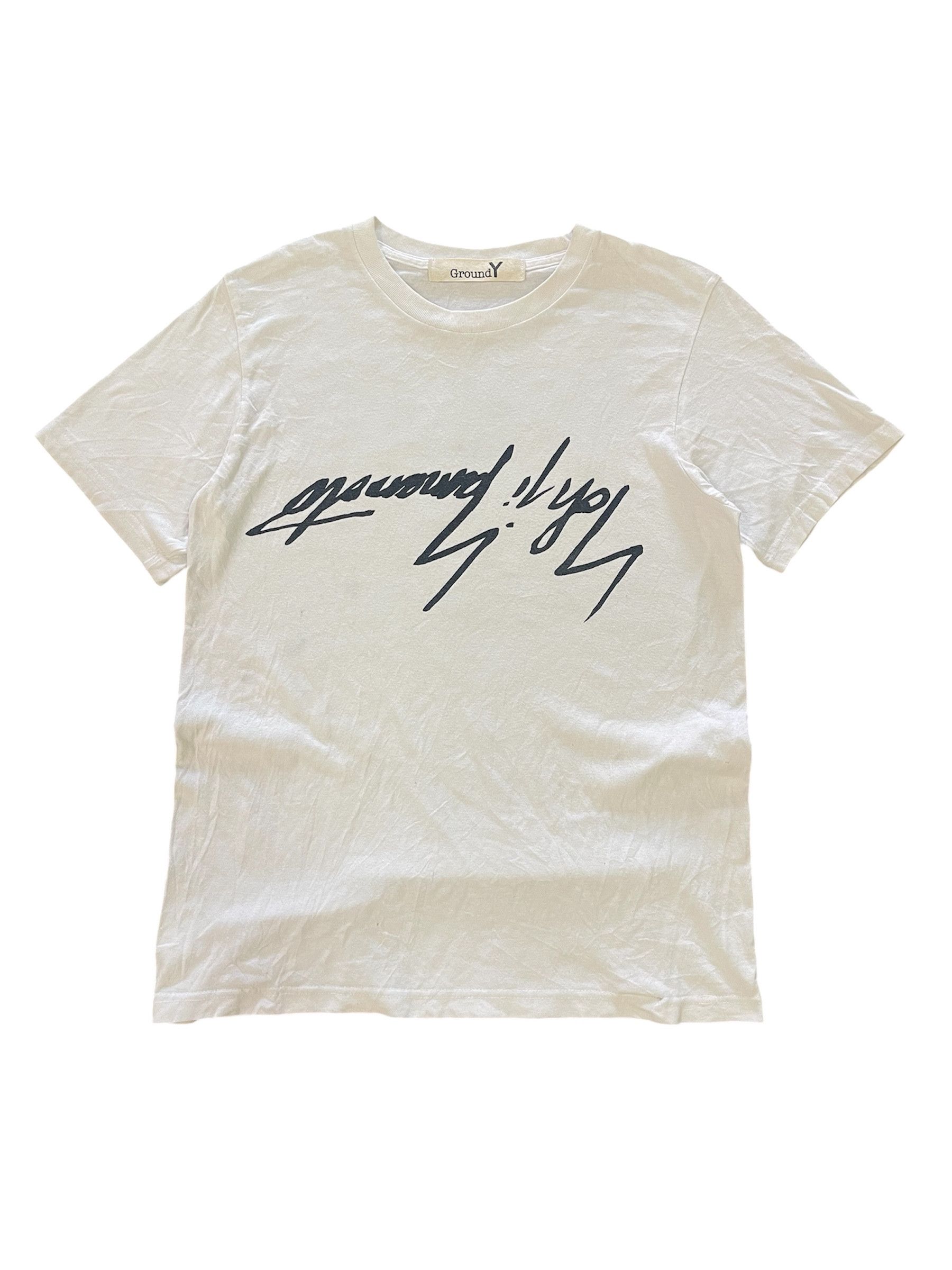 Ground Y Yohji Yamamoto Flip Wording Font White t-shirt size M | Grailed