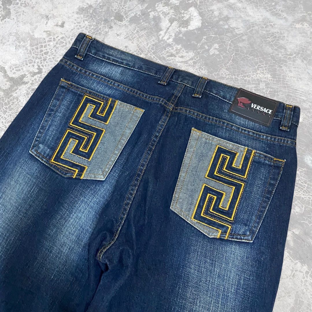Vintage Vintage Versace Embroidered Art Denim Baggy Jeans | Grailed
