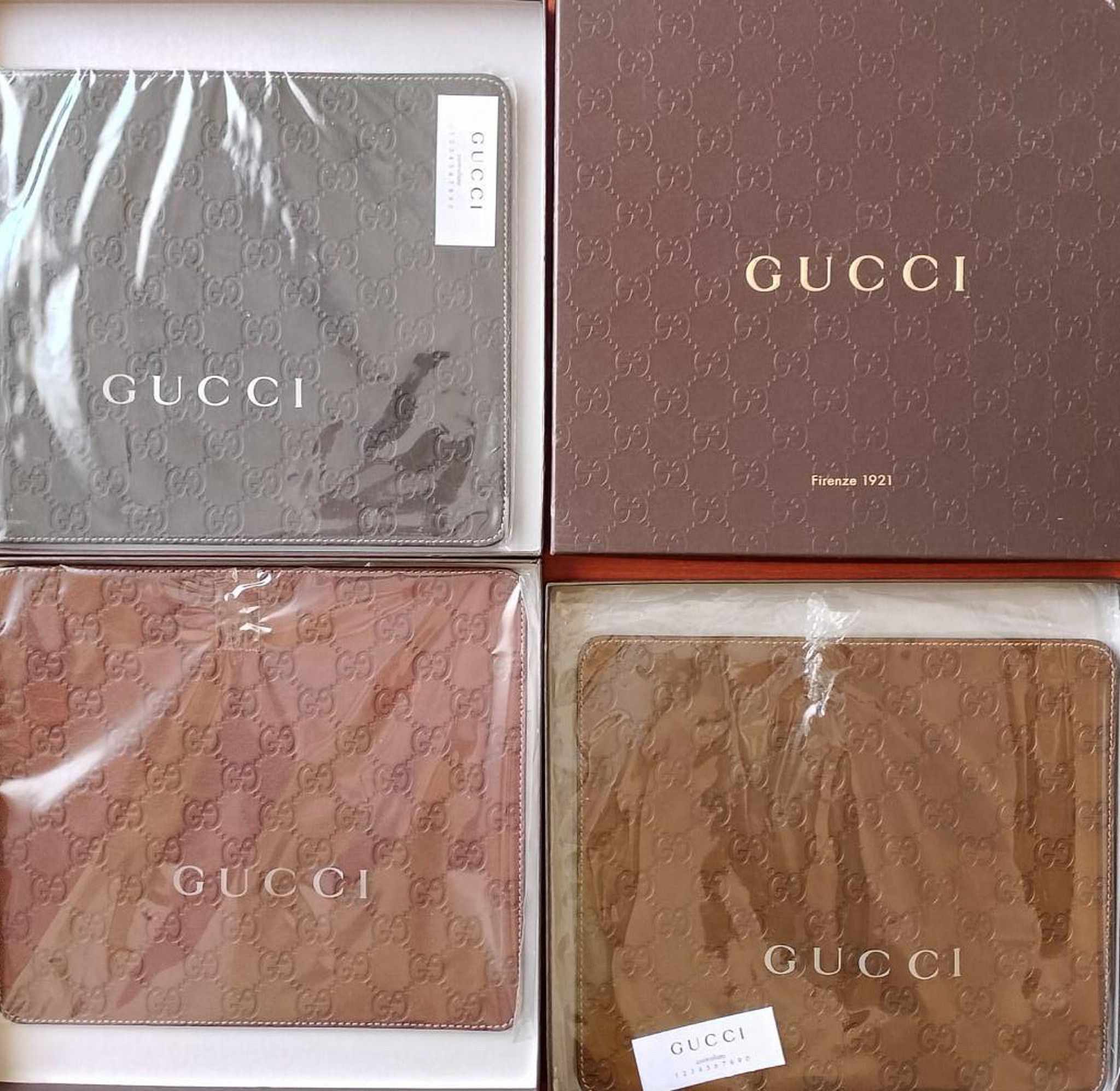 Gucci SET OF LEATHER MONOGRAM CUP/PLATE STANDS | Grailed
