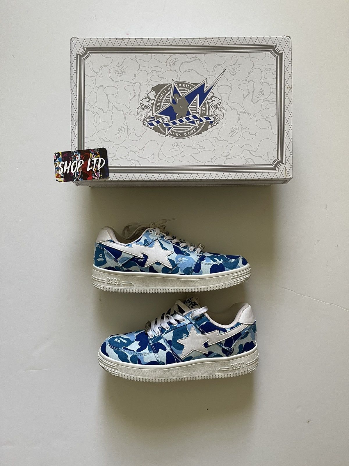 Bape A Bathing Ape Blue ABC Camo Bapesta Shoes | Grailed