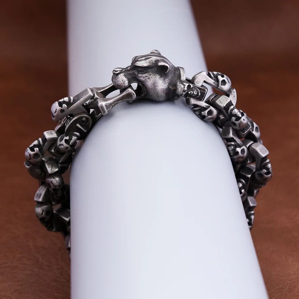 Skulls Leopard + Skull Chain Bracelet | Grailed