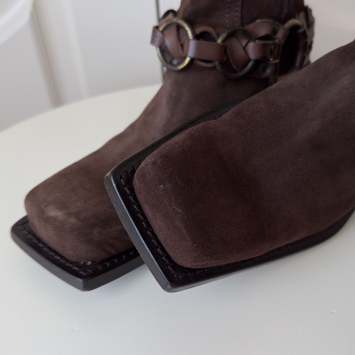 Dsquared2 Dsquared2 2000s Suede Square Toe Harness Boots Size 42 | Grailed