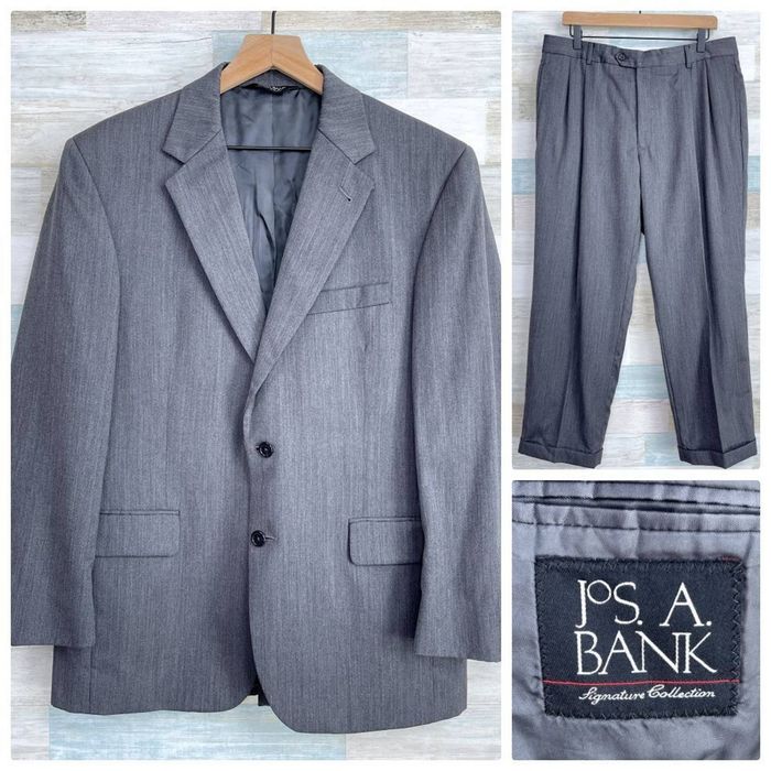 Jos. A. Bank Jos A Bank Signature Suit Gray Herringbone 40S | Grailed
