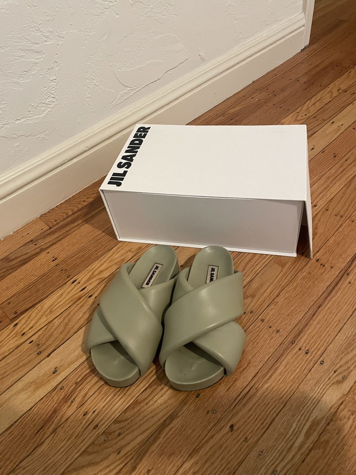 Jil Sander Jil Sander puffy oversized wrap slides with box | Grailed