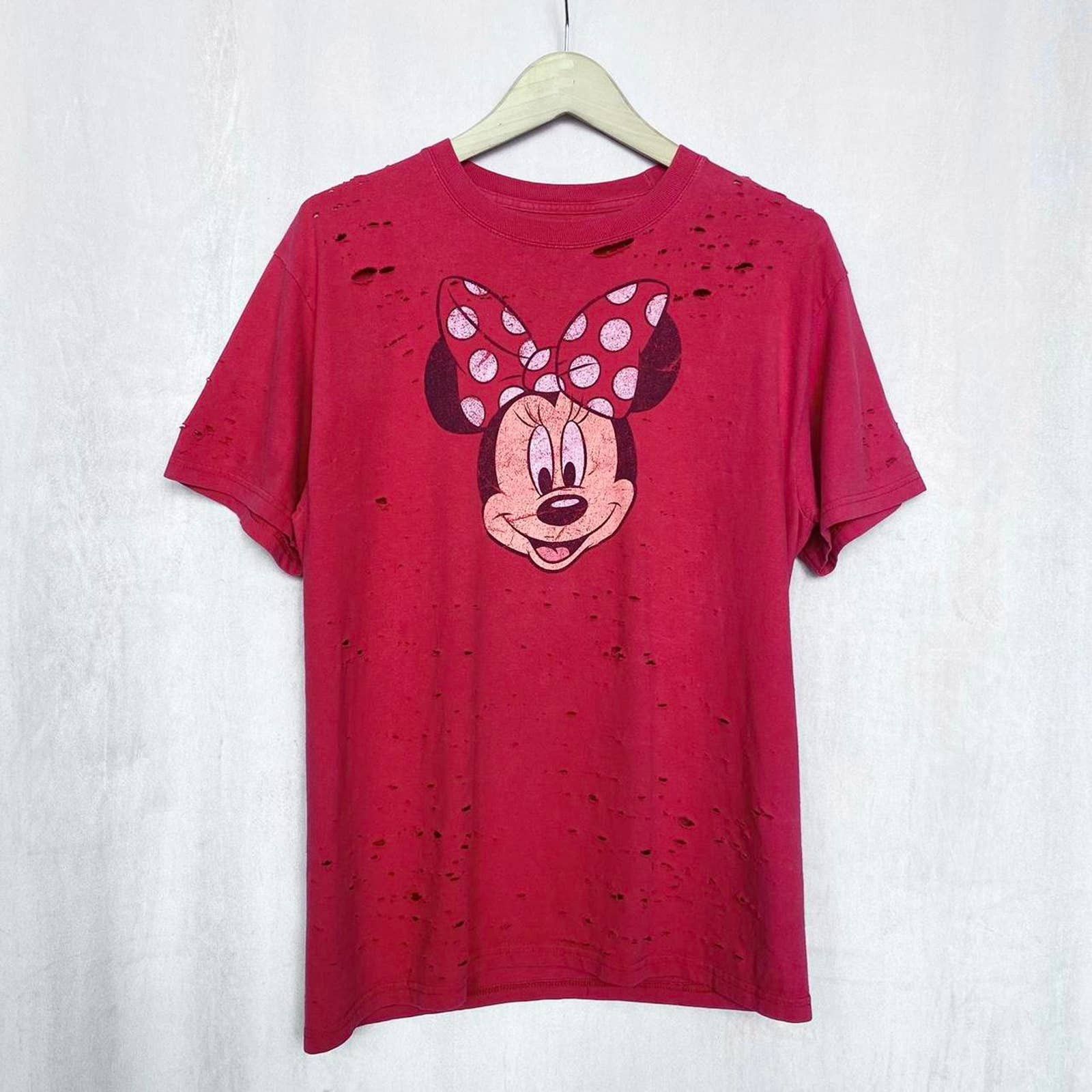 Custom Reworked Disney Minnie Mouse Distressed Double Sided Tee, M ...