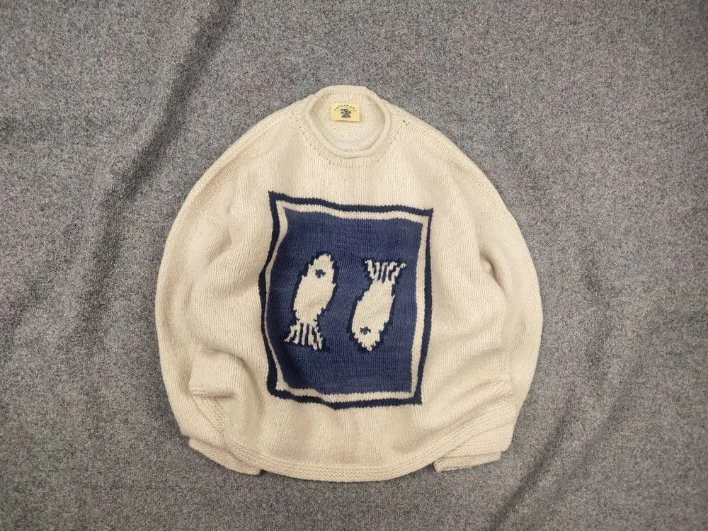 Vintage Vintage 90s Pachamama Pure Wool Hand Knit Blue Fish Sweater ...