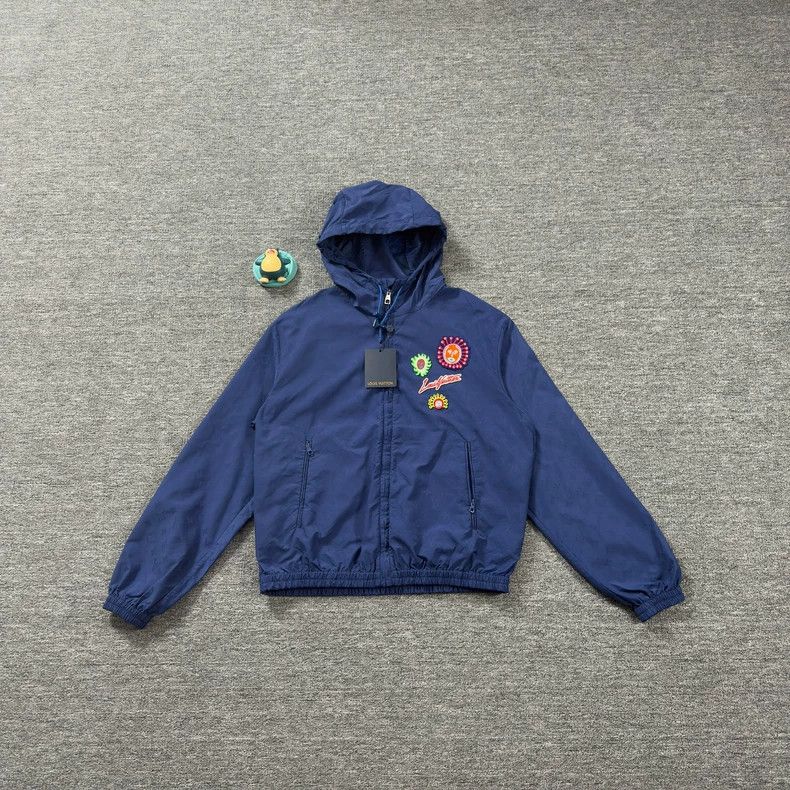 Louis Vuitton Blue Jacket with Floral Pattern and Hood - dmc | Grailed