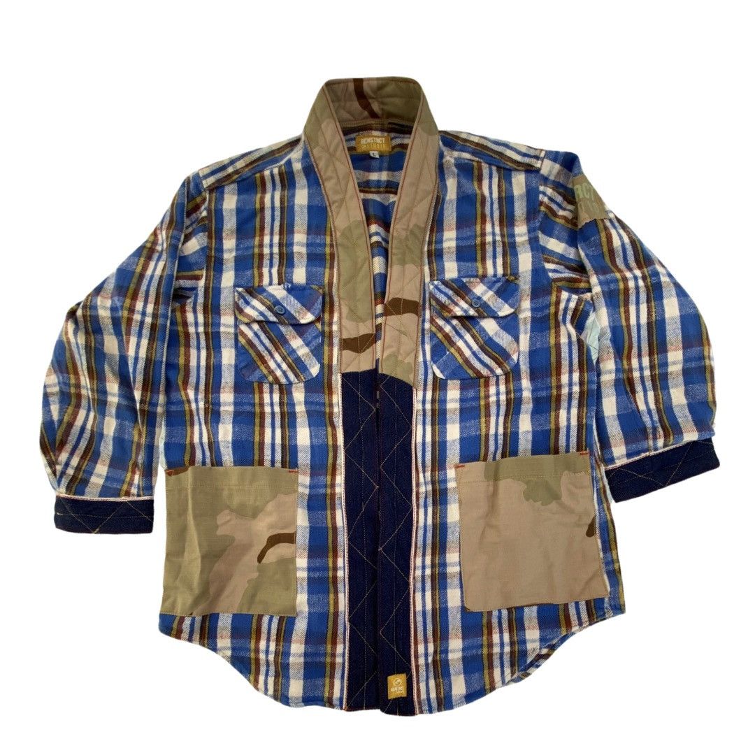 Custom RCNSTRCT Studios LA Denim + Camo Flannel Kimono | Grailed