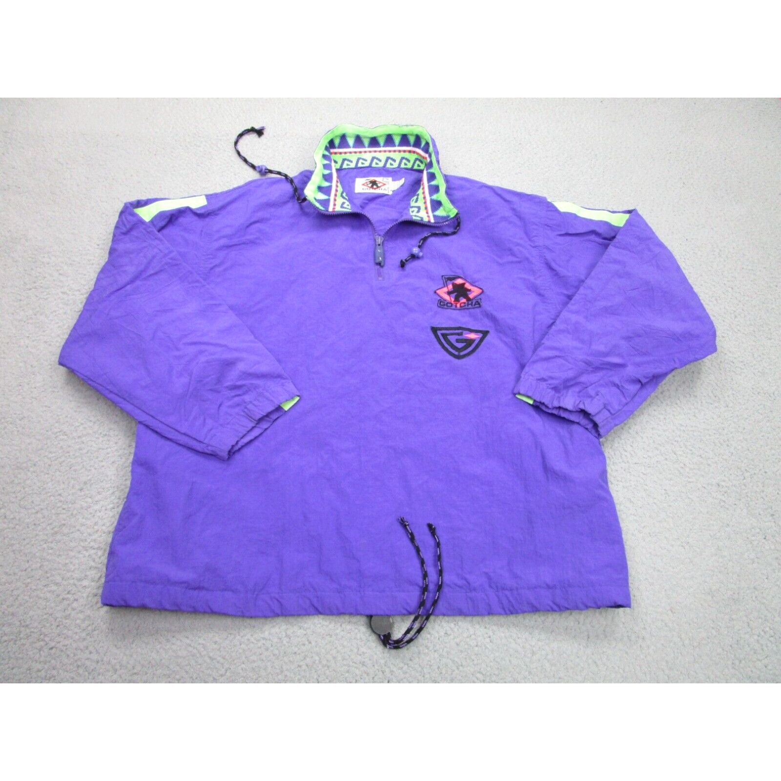 Gotcha VINTAGE Gotcha Jacket Mens M Purple Anorak Zip Windbreaker Surfer 90s Nylon Coat | Grailed