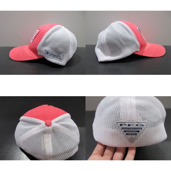 Vintage Columbia Hat Cap Fitted Adult Large Red White PFG Fishing ...