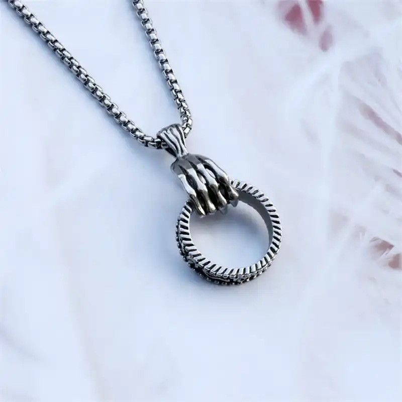 Vintage Skeleton Grasp Ring Pendant Necklace | Grailed