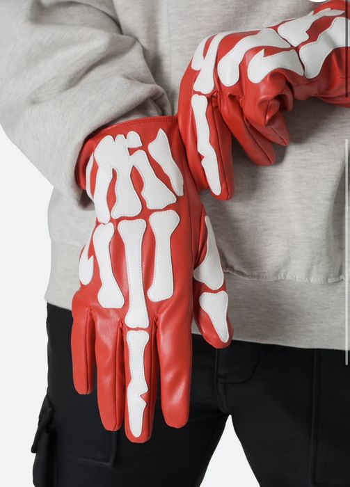 MNML Skeleton Middle Finger Leather Glove | Grailed