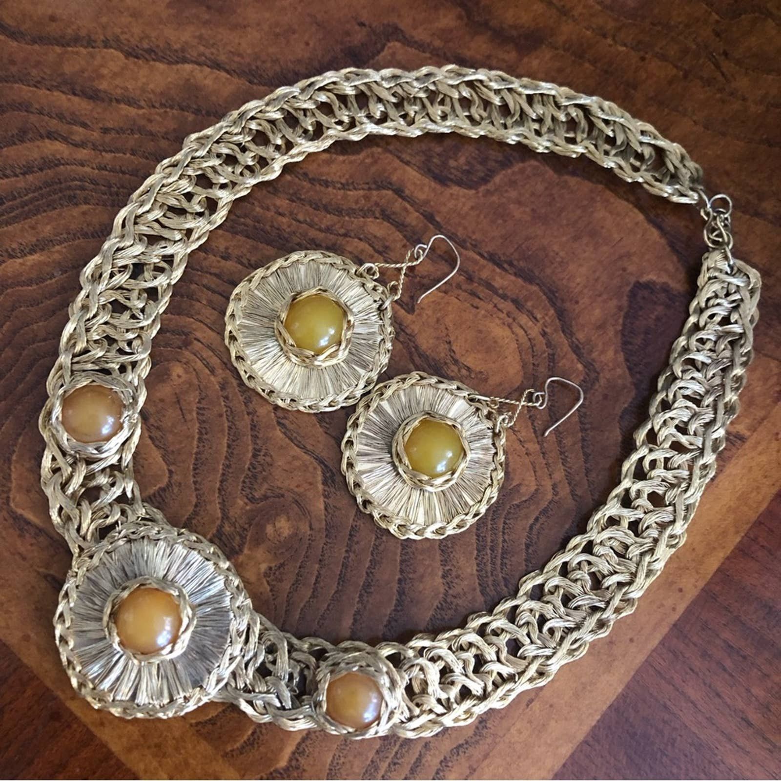 Vintage Vintage hand crafted braided gold wire jewelry set | Grailed