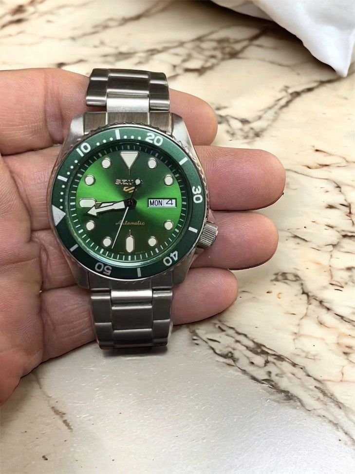 Japanese Brand × Seiko Seiko Mod SKX Green Dial Day-Date Steel ...