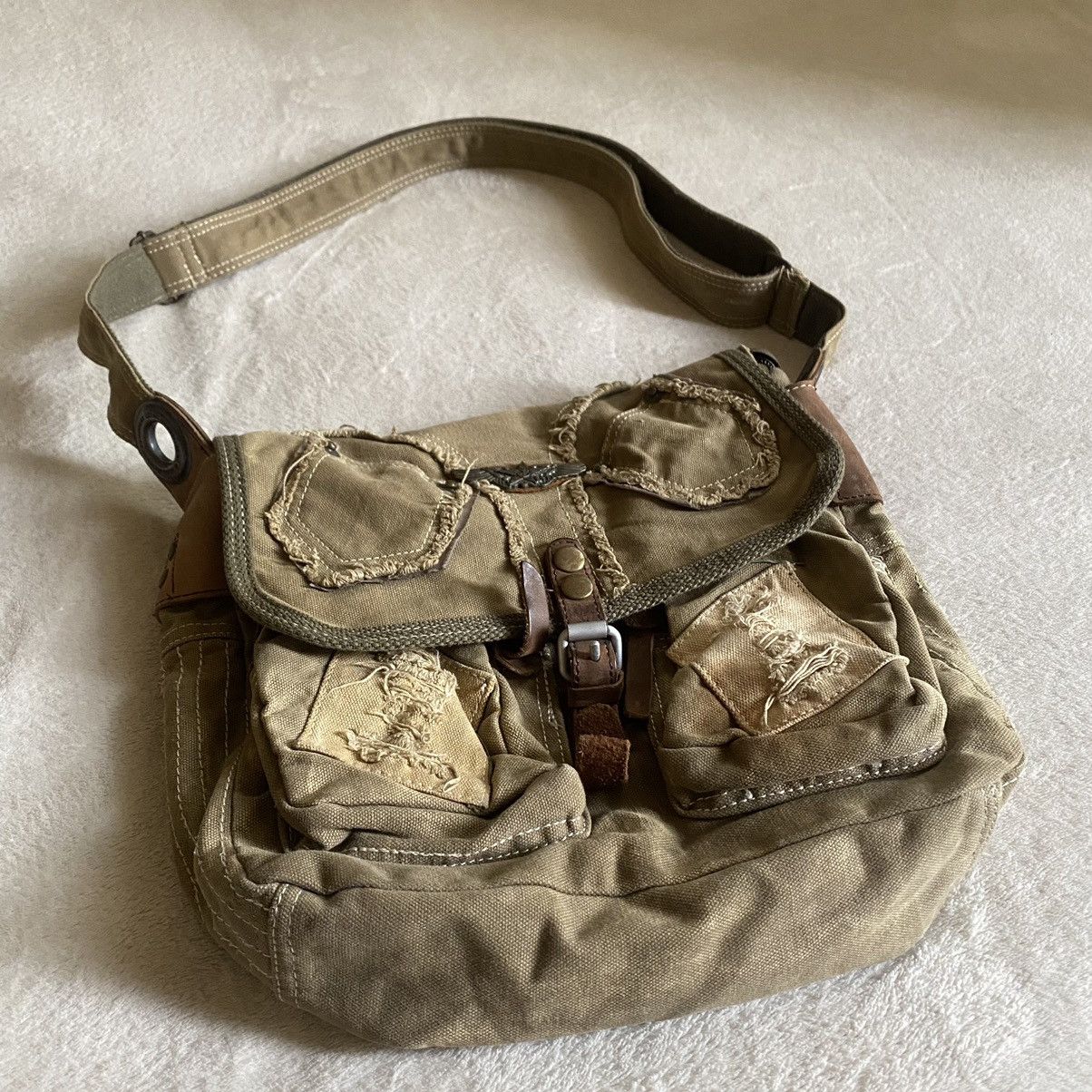 Diesel × Streetwear × Vintage Vintage Y2K messenger bag multi pocket ...