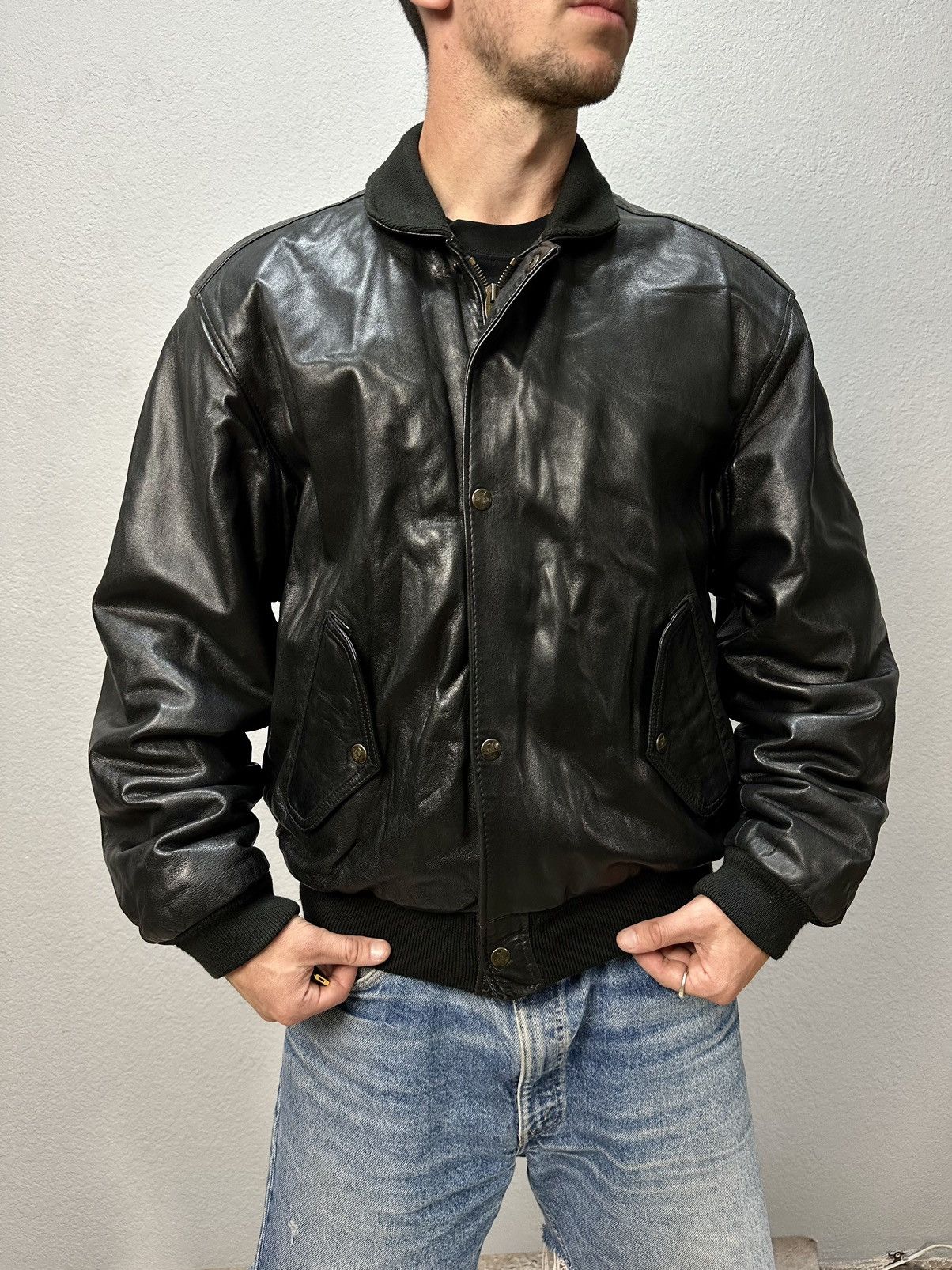 Chevignon × Luxury × Vintage Vintage Chevignon Men’s Leather Bomber Jacket Pilot Aviator | Grailed