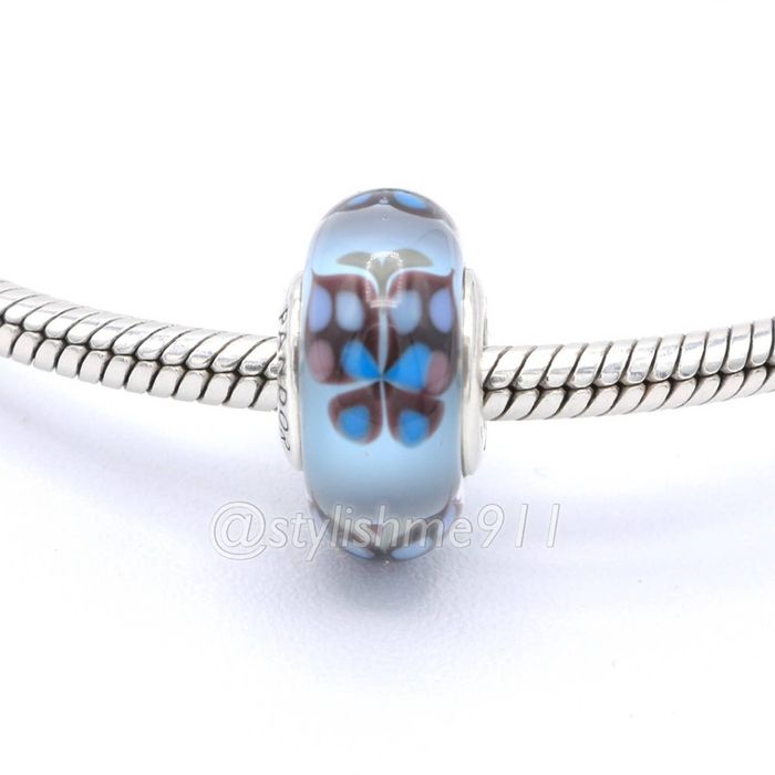 pandora Authentic PANDORA Butterfly Kisses Blue Murano Glass Charm ...