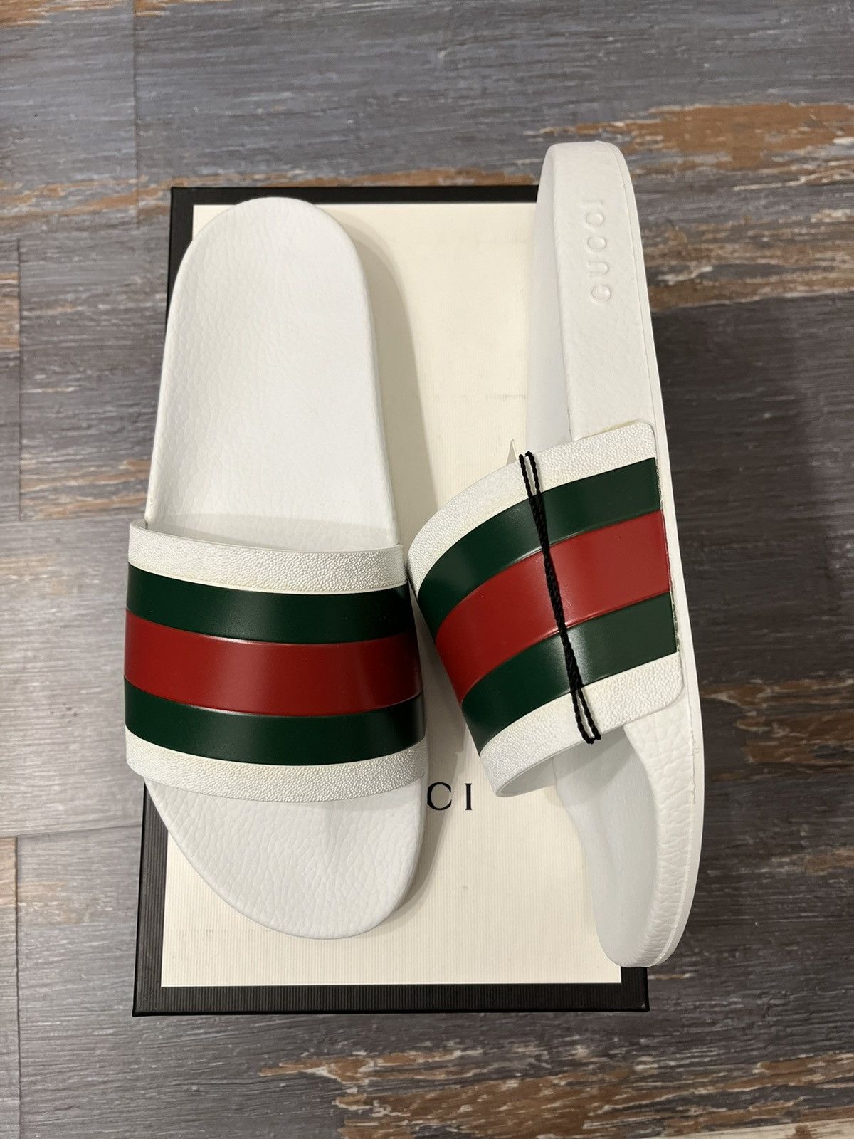 Gucci White Gucci Slides | Grailed