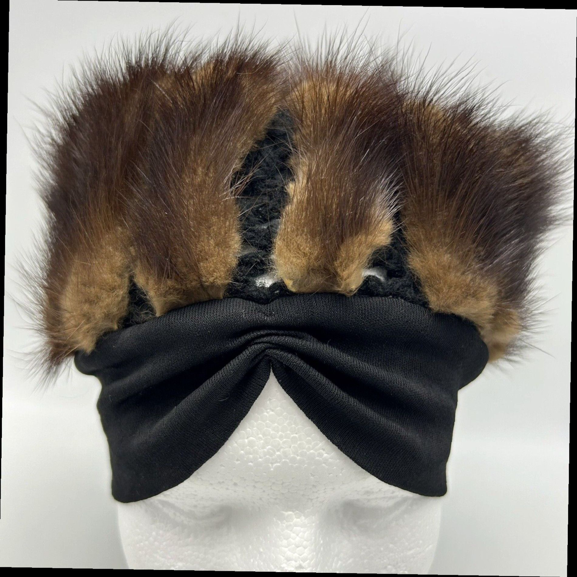 CO Genuine Brown Mink Luxury Turban Style Faux Fur Hat Stretch Fit from ...