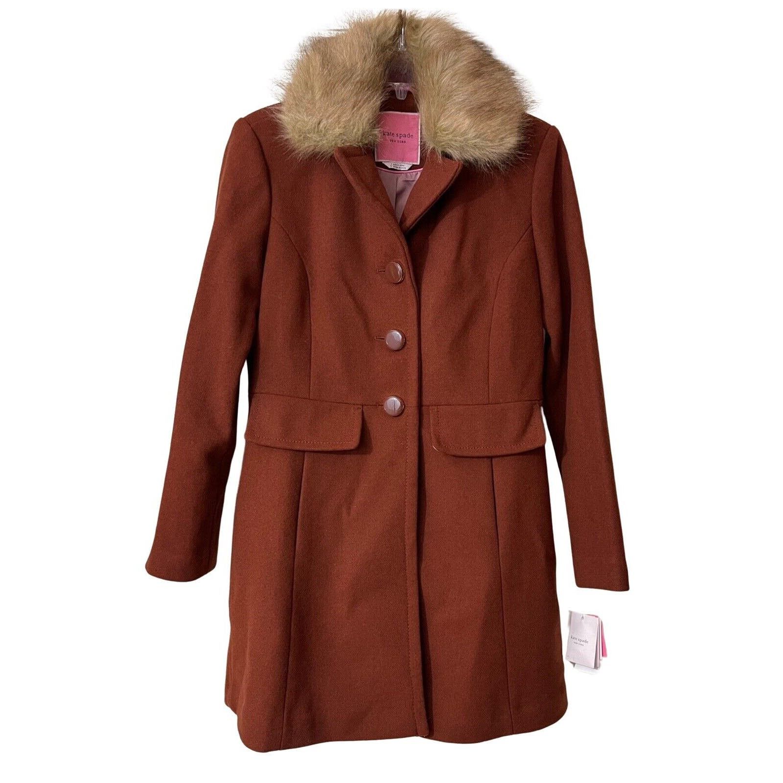 Kate Spade Kate Spade New York Coat Womens Small Walker Wool Teakwood ...