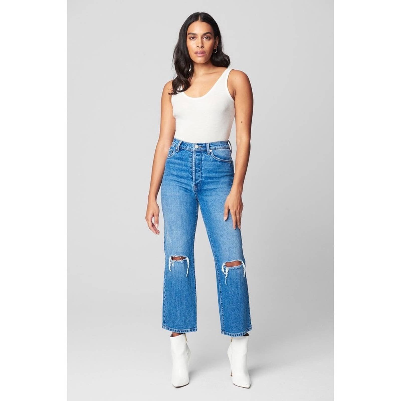 Blank Nyc The Baxter Rib Cage Straight Leg Knee Rip Wide High Rise ...