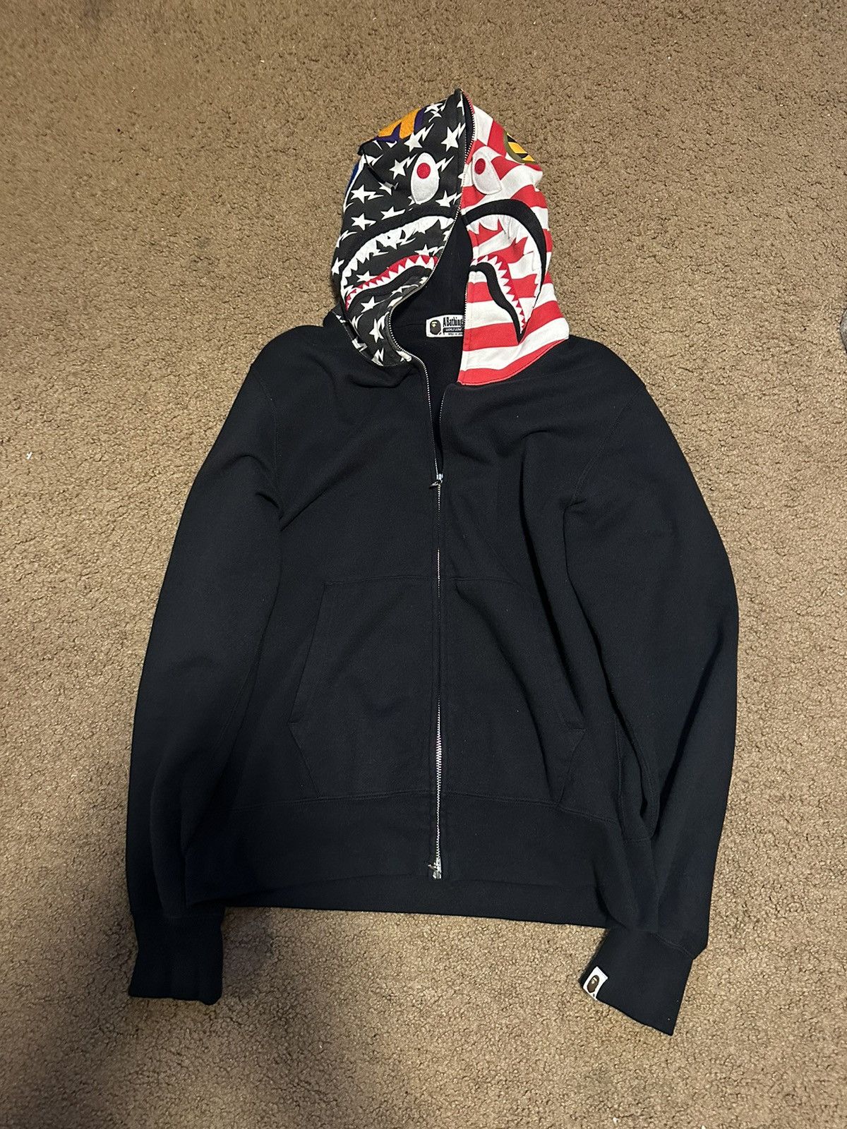 Bape USA Flag Shark Full Zip Hoodie | Grailed
