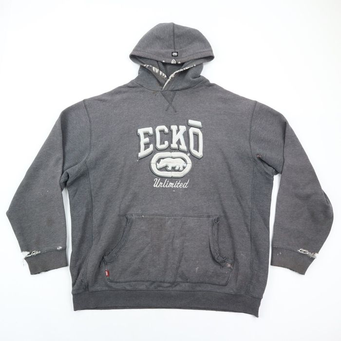 Ecko Unltd. Thrashed Vintage Ecko Unltd Hoodie Sweatshirt Y2K Rhino Logo Skate Hip Hop XXL | Grailed