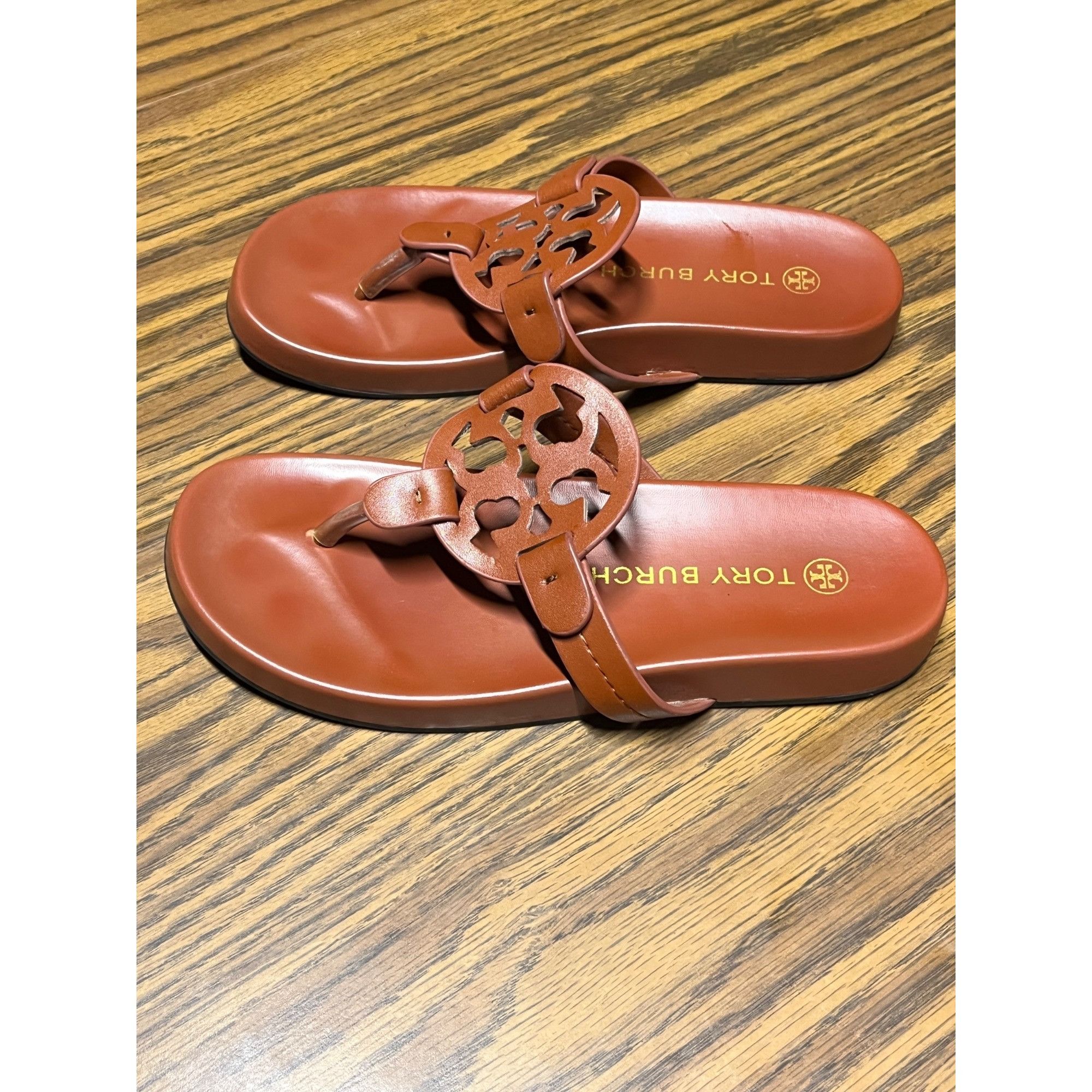Tory Burch Tory Burch Miller Leather Logo Sandals Brown Size 8 | Grailed